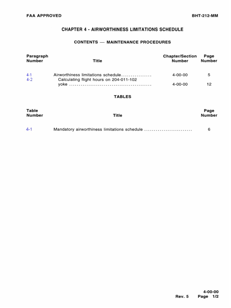 Airworthiness Limitations Schedule BHT-212 | PDF | Helicopter Rotor ...