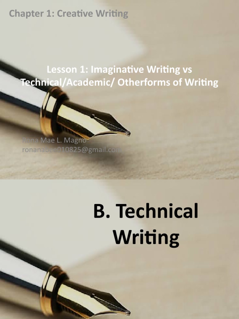 Lesson 1: Imaginative Writing Vs Technical/Academic/ Otherforms of ...