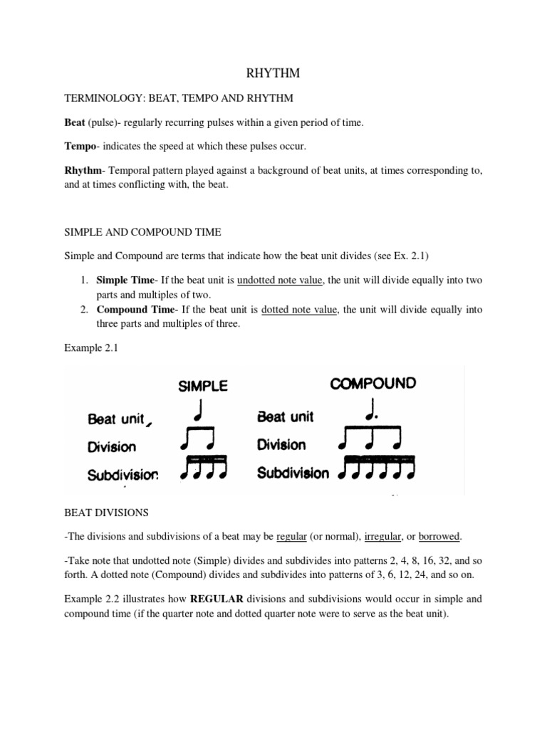 Rhythm Terminology: Beat, Tempo and Rhythm | PDF | Musical Forms ...