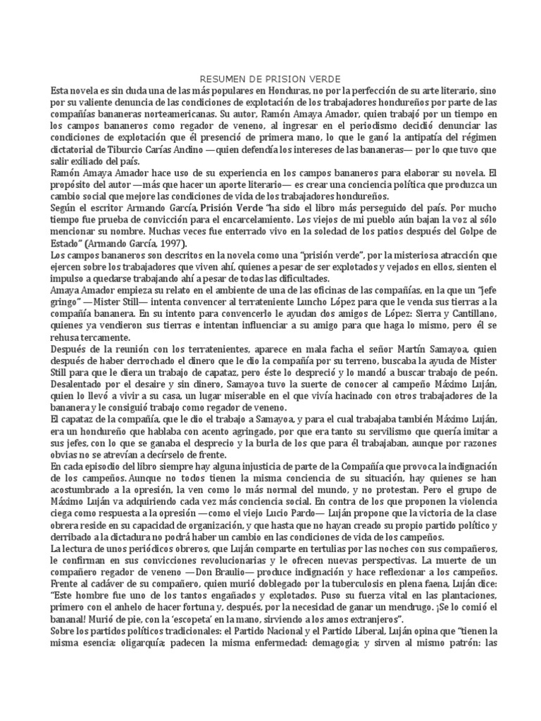 Resumen de Prision Verde | PDF