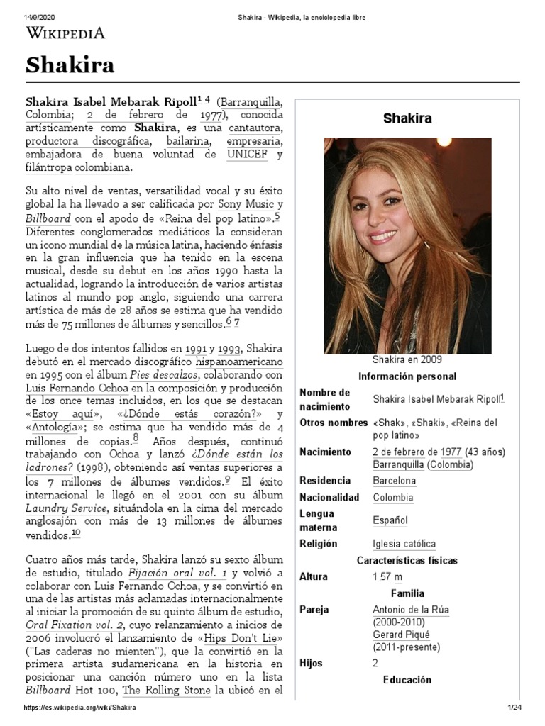 Shakira | PDF | Musica en español | Premio de entretenimiento