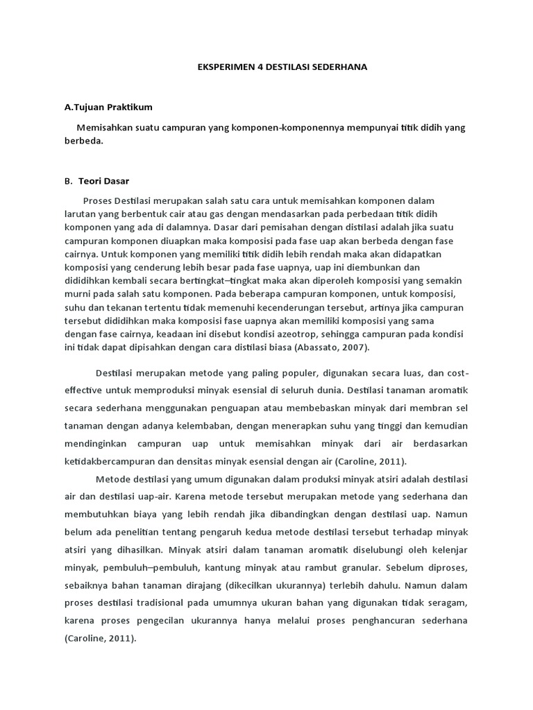 Eksperimen 4 Destilasi Sederhana | PDF
