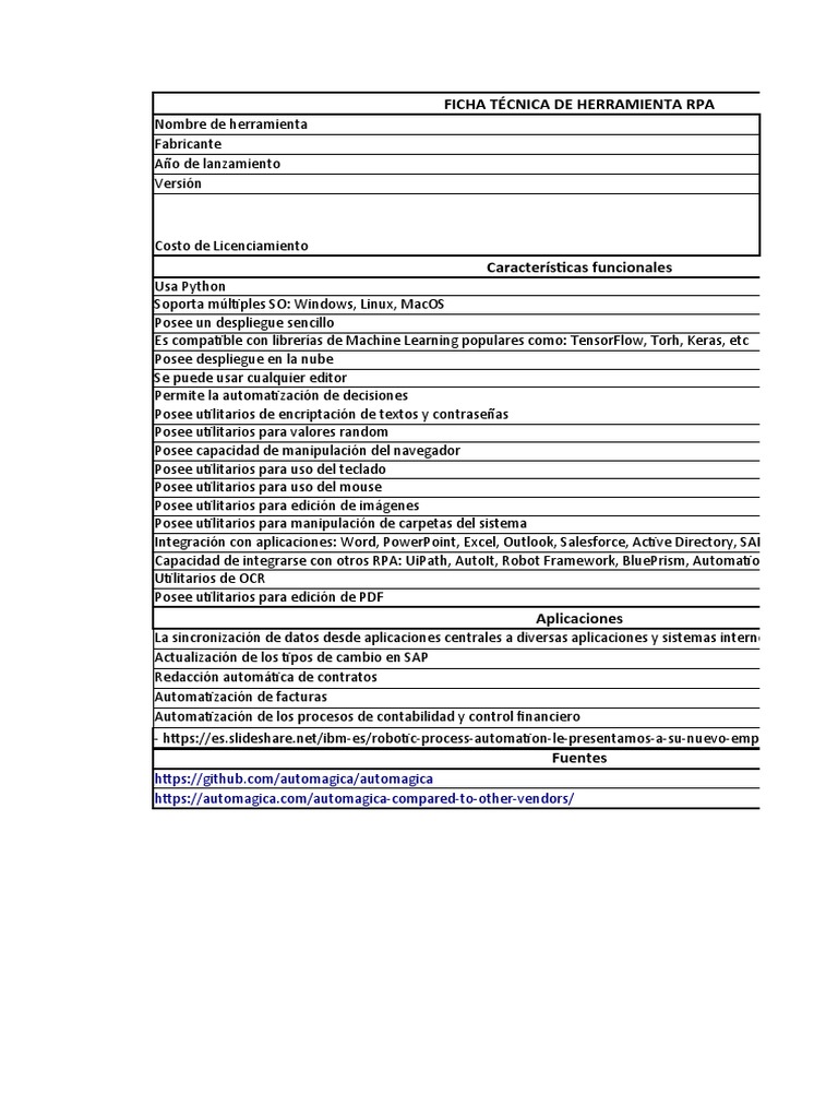 Ejemplo - Ficha Tca Rpa | PDF