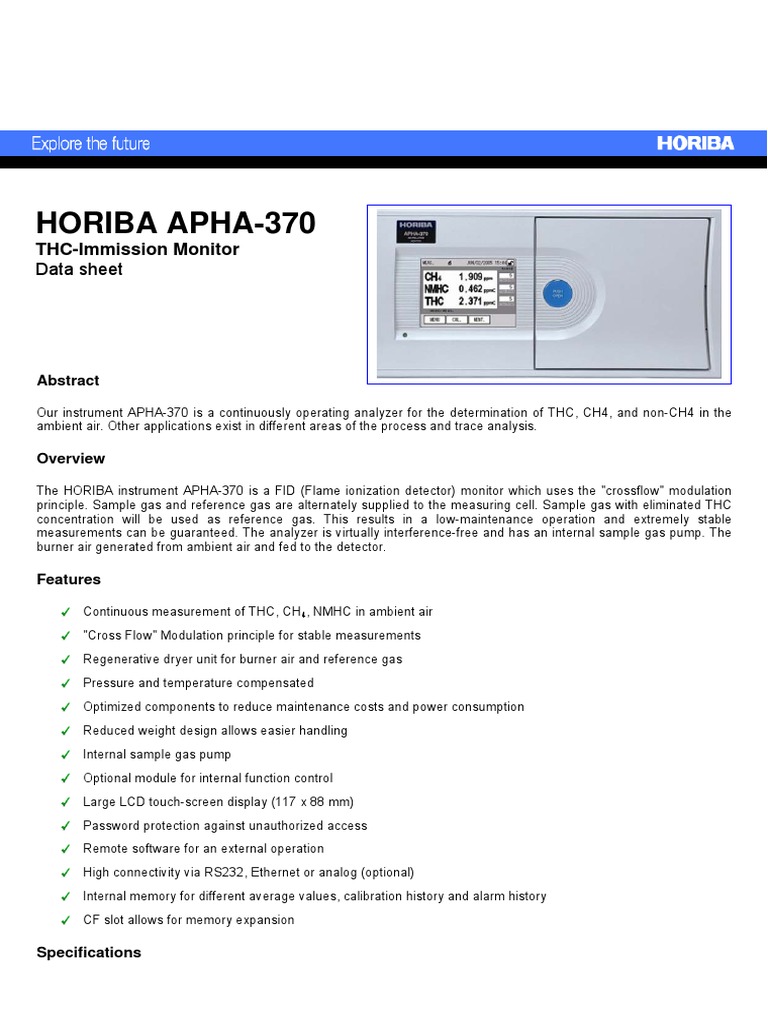 Horiba Apha-370: THC-Immission Monitor | PDF | Electrical Engineering ...