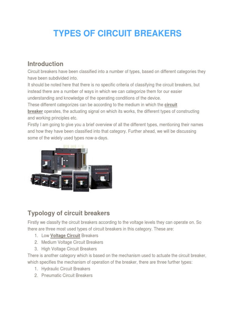 Overview of Circuit Breaker Types | PDF | Electrical Equipment ...