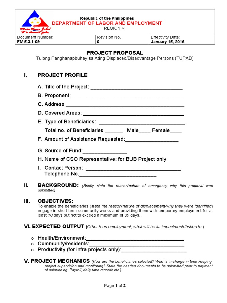 Project Proposal: Department of Labor and Employment | PDF | Employment ...