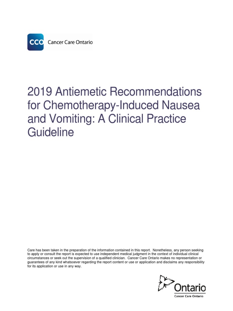 2019 Antiemetic Recommendations For Chemotherapy-Induced Nausea and ...