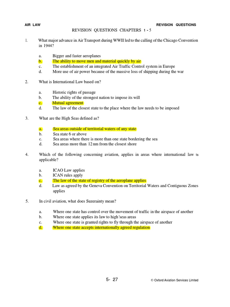 REVISION QUESTIONS Highlighted Answers PDF | PDF | Instrument Flight ...