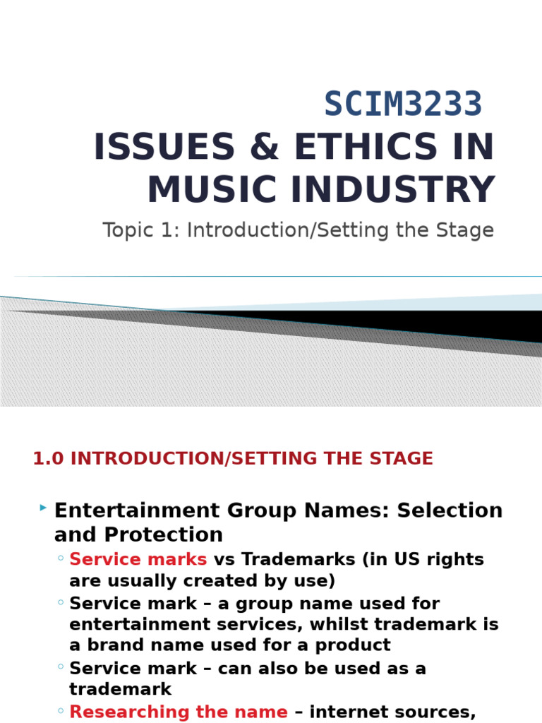 Issues & Ethics in Music Industry: SCIM3233 | PDF | Lawsuit | Copyright