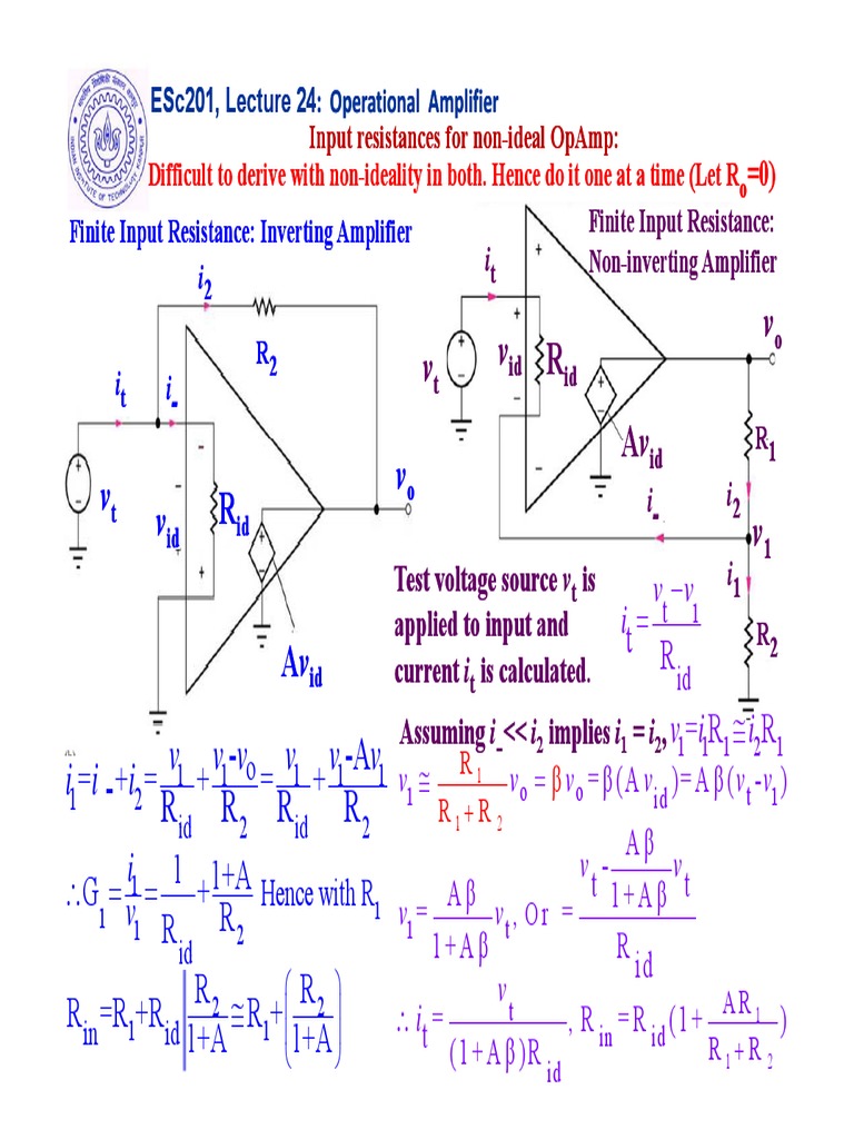 ESC201 UDas Lec24Corrected OpAmp Aps PDF | PDF | Amplifier | Operational Amplifier