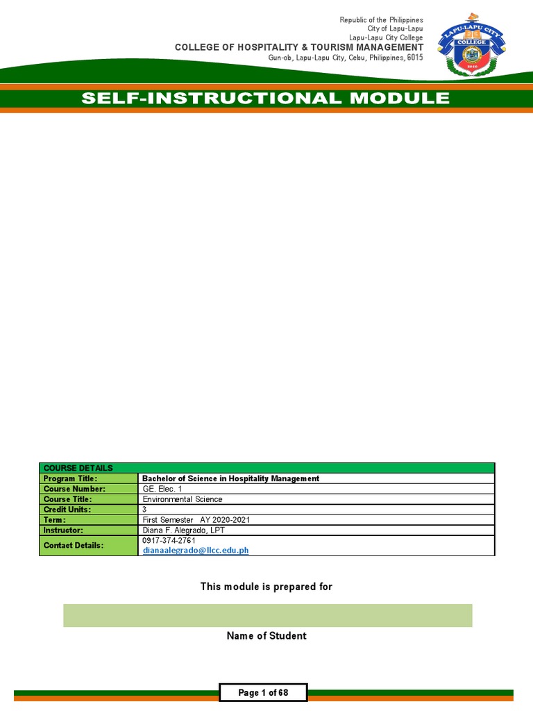 Environmental Science (Module 1st Quarter) Revised PDF | PDF ...
