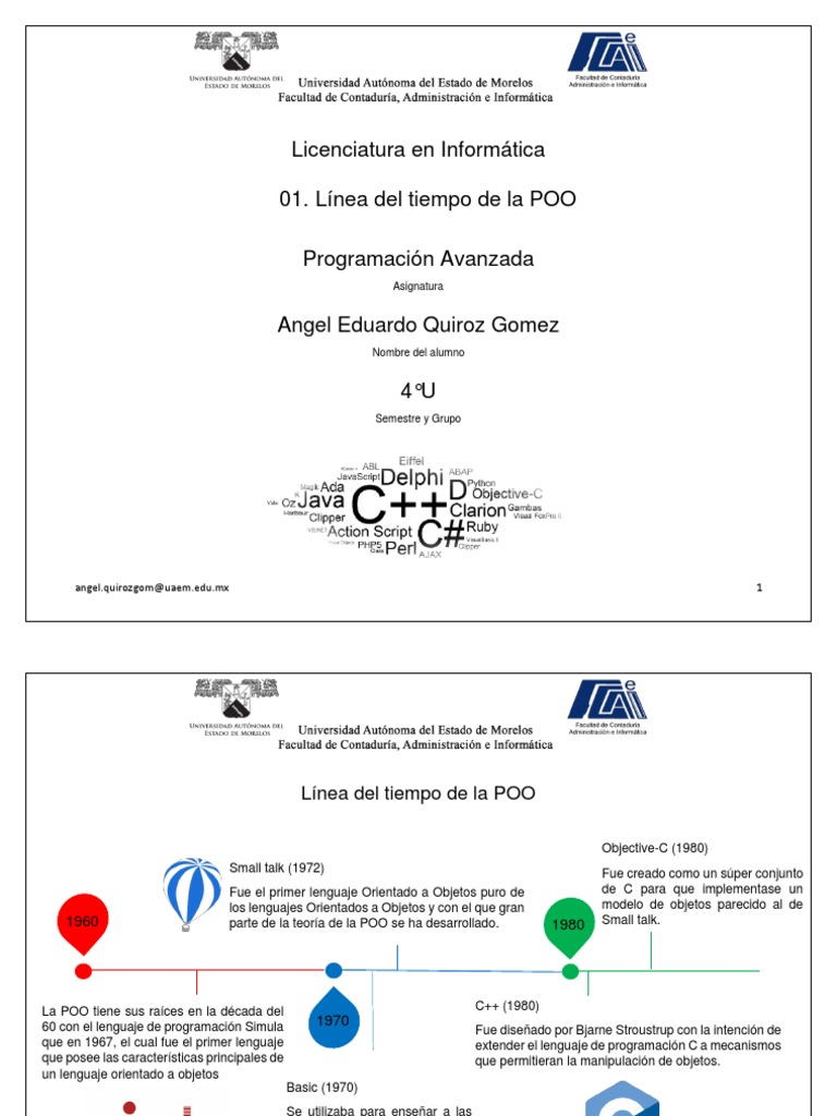 Línea Del Tiempo de La POO | PDF | Programación orientada a objetos ...