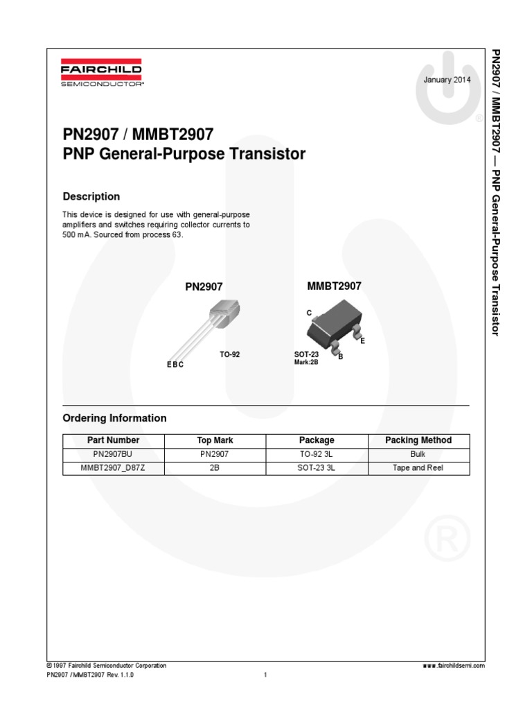 PN2907 / MMBT2907 PNP General-Purpose Transistor: Description ...