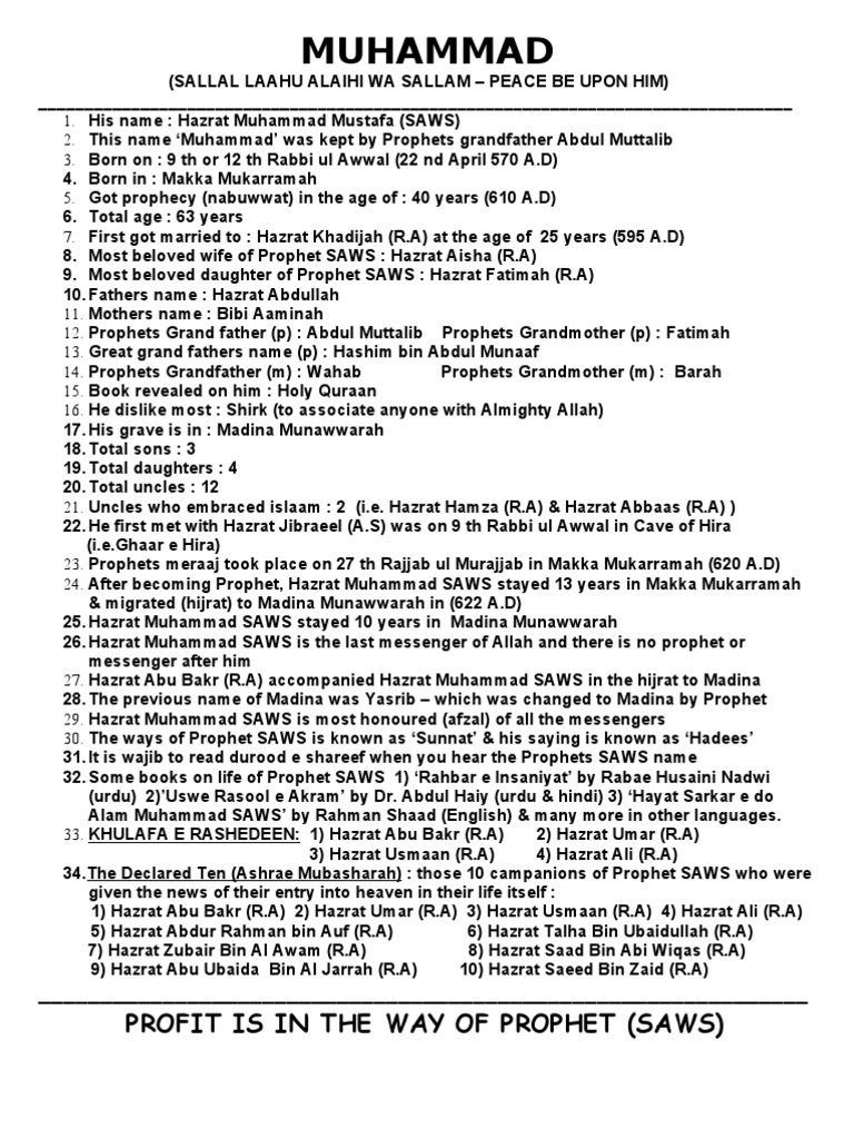 Prophet of Islam - Muhammed Pbuh | PDF | Muhammad | Islamic Religious ...