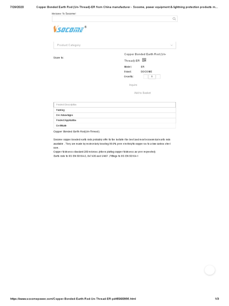 Grounding Rod Catalog Socome PDF | PDF | Copper | Building Engineering