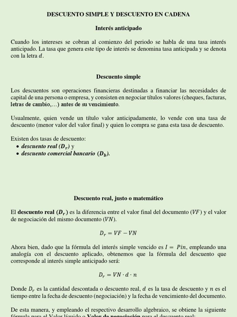 Análisis completo de los conceptos de descuento simple y descuento en ...