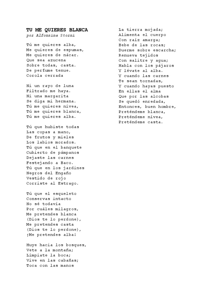 Tu Me Quieres Blanca | PDF | Poesía