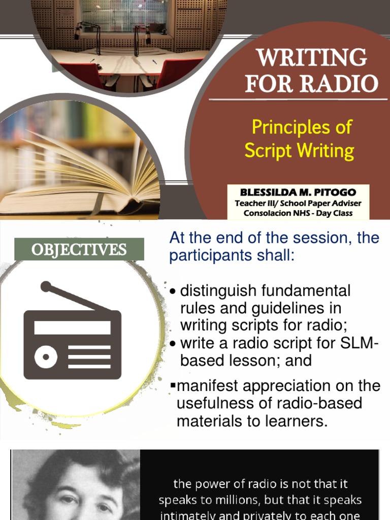 Radio Script Writing Guide | PDF | Teachers | Human Communication