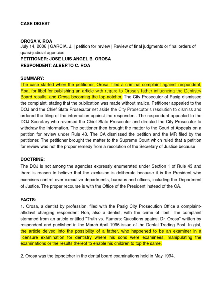Case Digest | PDF | Prosecutor | Complaint