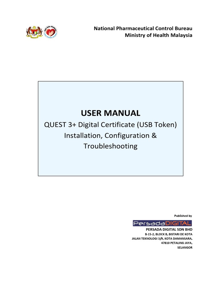 User Manual: QUEST 3+ Digital Certificate (USB Token) Installation ...
