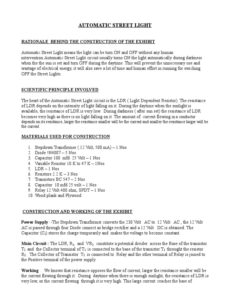 Automatic - Street - Light PDF | PDF | Electrical Resistance And ...