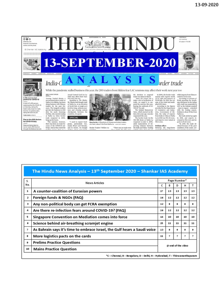 13-09-2020 - The Hindu Handwritten Notes PDF | PDF