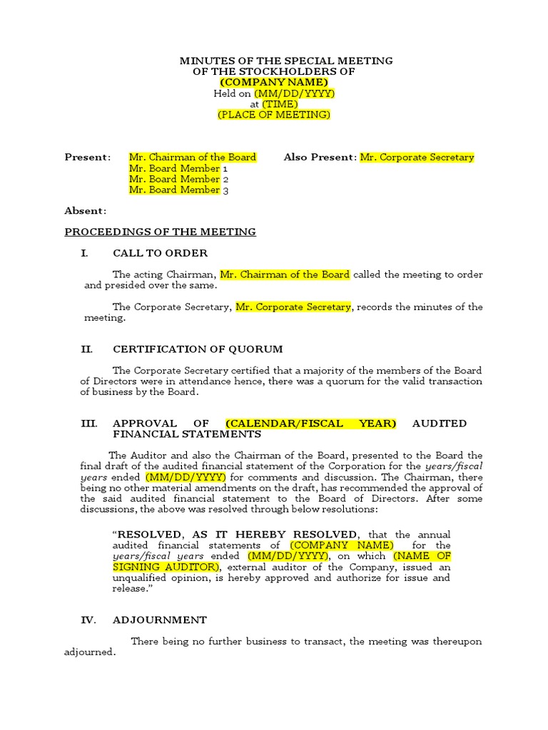 Board Resolution - Format - Issuance of Afs | PDF