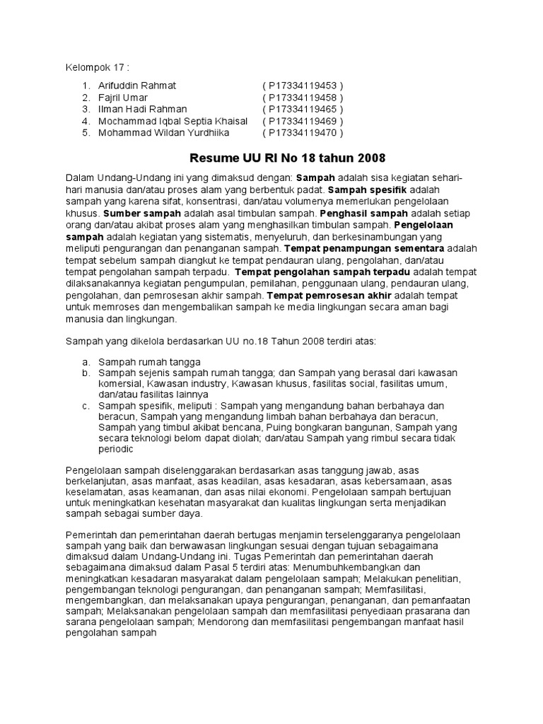 Resume UU No 18 Tahun 2008 Kelompok 17 | PDF