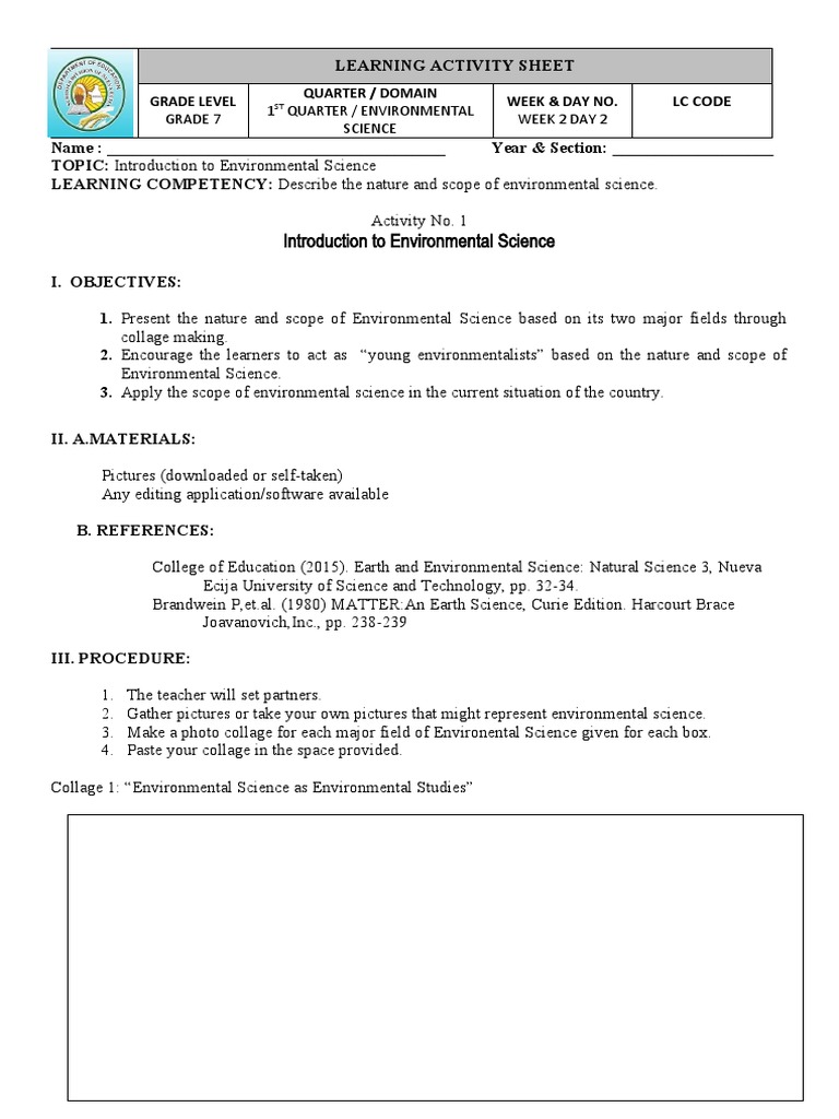 Envi - Science Activity Sheets 1st GP EVALUATED 1 | PDF | Food Web | Ecology