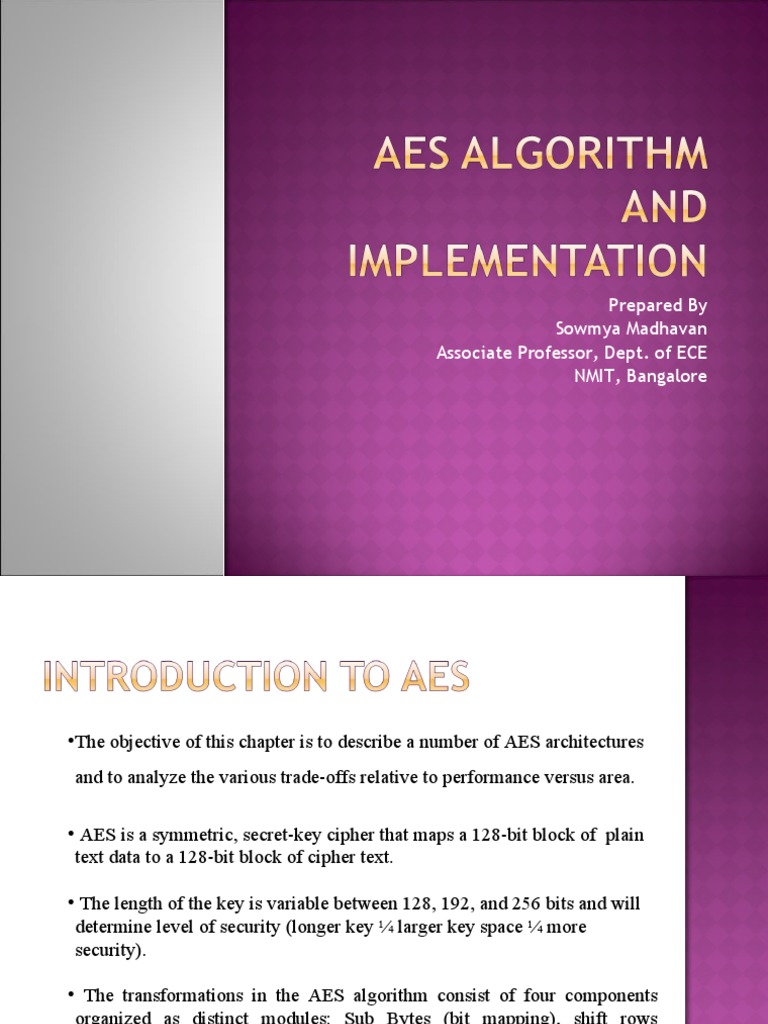 Aes Algorithm And Implementation Pdf Computer Architecture Computing