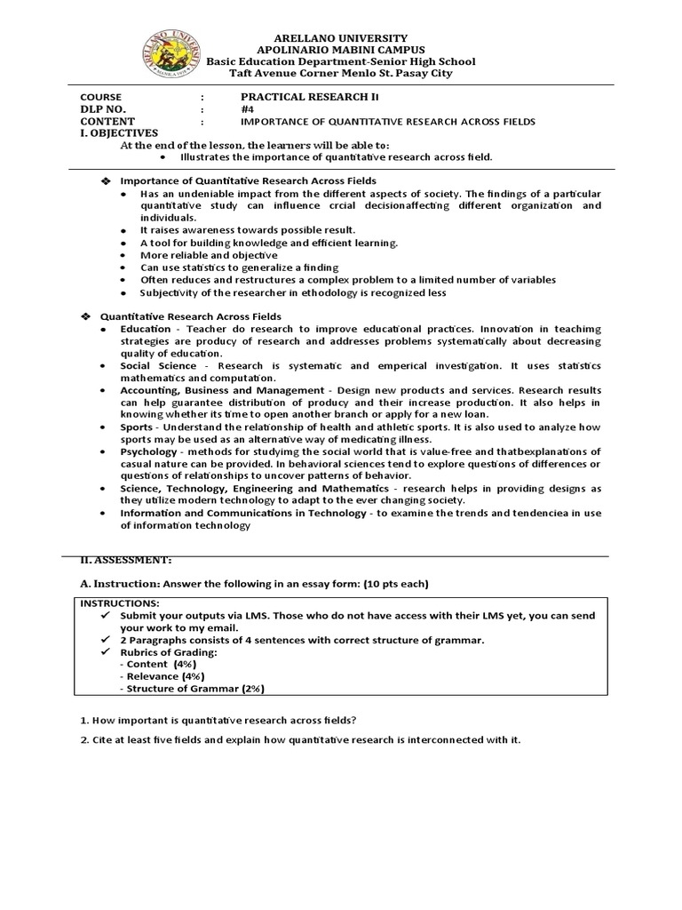 Importance of Quantitative Research Across Fields | PDF | Quantitative ...