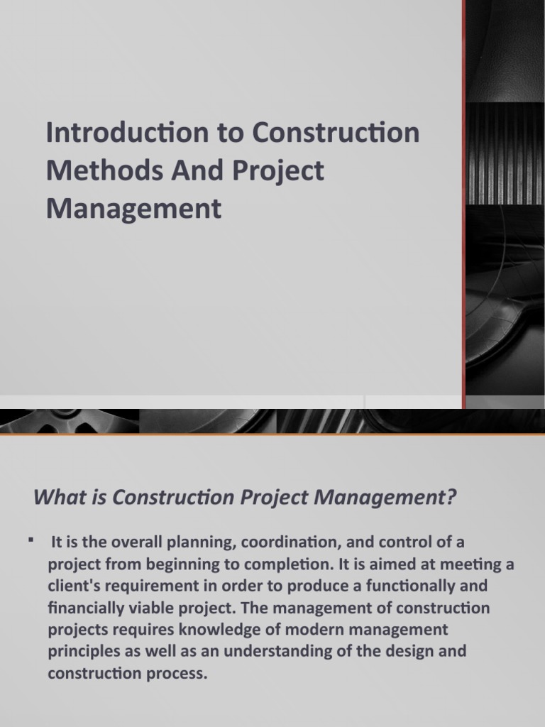 Introduction To Construction Methods and Project Management | PDF ...