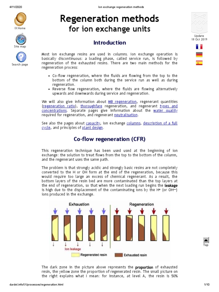 Ion Exchange Regeneration Methods PDF | PDF | Ion Exchange | Acid