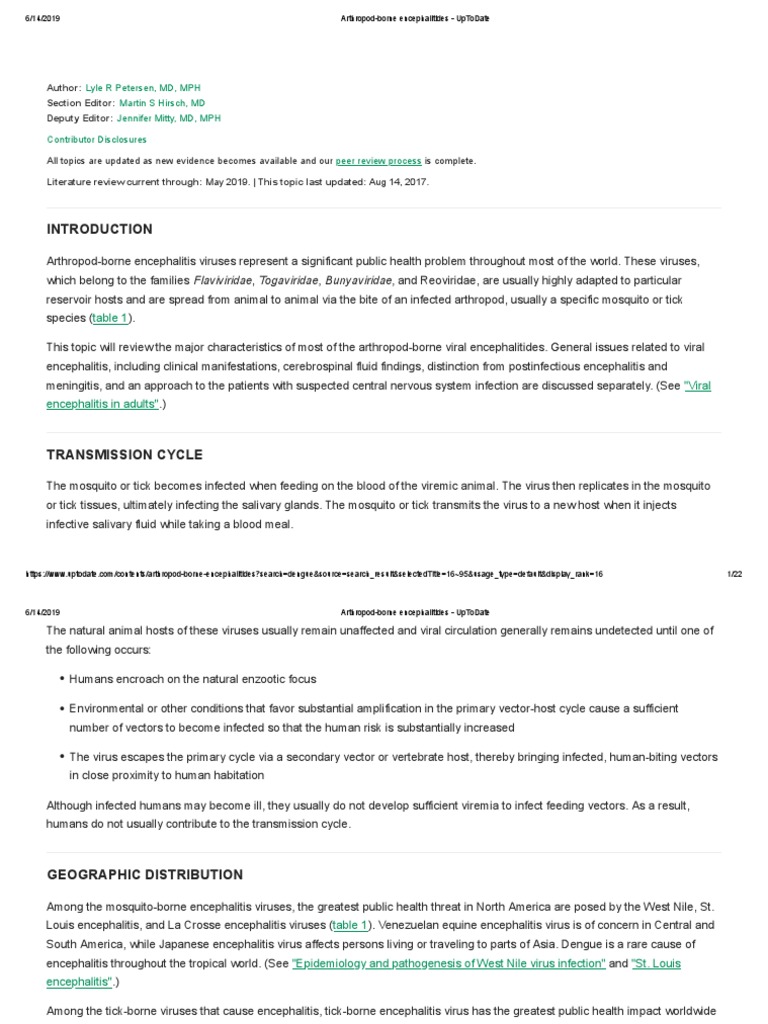 Arthropod-Borne Encephalitis Overview | PDF | Virus | Infection