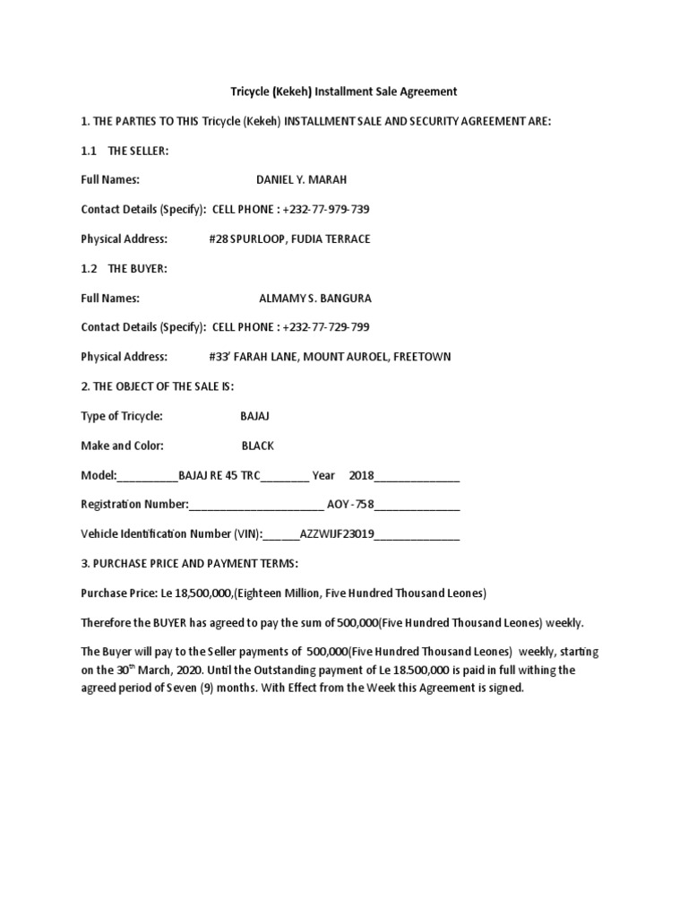 Bike Rider and Owner Agreement | Download Free PDF | Security Interest ...
