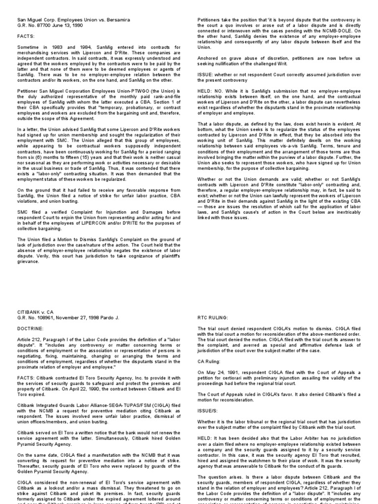 Consolidated Cases 1 | PDF | Arbitration | Employment