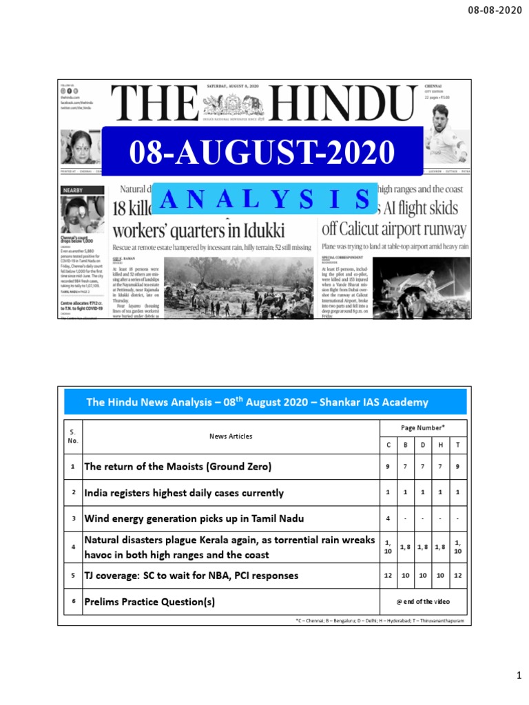 08-08-2020 - The Hindu Handwritten Notes | PDF | Wellness | Medical