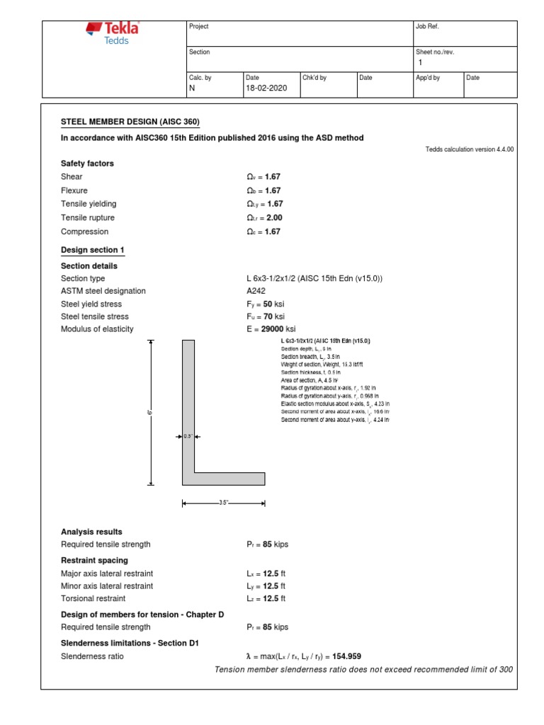 Axial Tension (ASD) Example | PDF | Strength Of Materials | Stress ...
