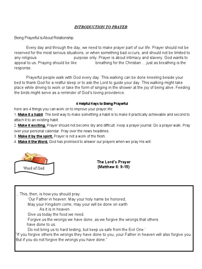 Introduction To Prayer: 4 Helpful Keys To Being Prayerful | PDF | Lord ...