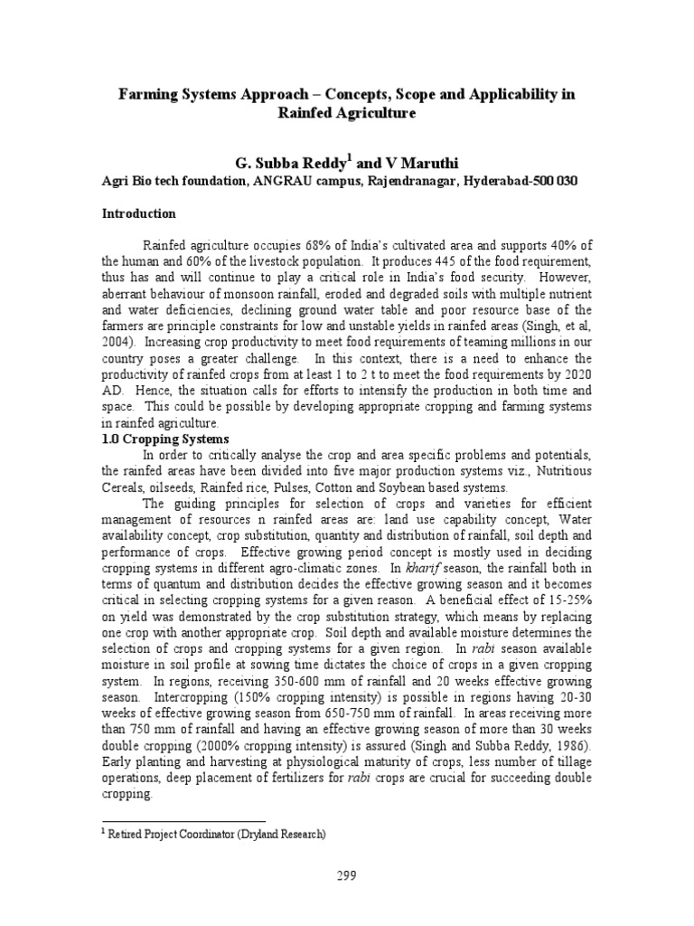Farming Systems Approach - Concepts, Scope and Applicability in Rainfed ...