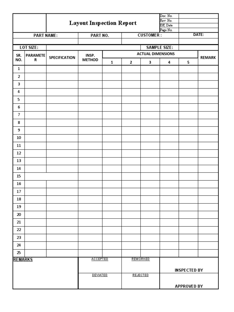 Layout Inspection Report Format | PDF