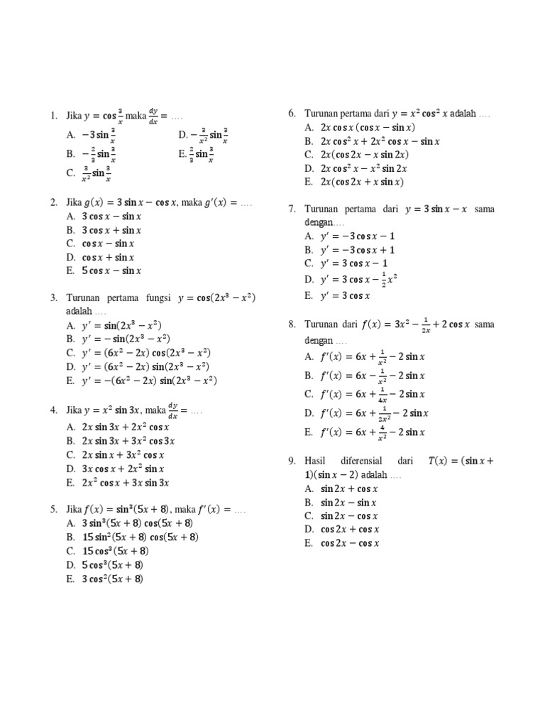 TURUNAN - Turunan Fungsi Trigonometri | PDF