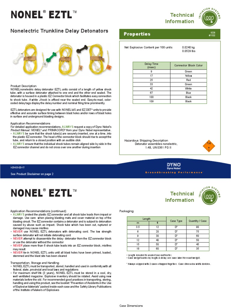Nonel Eztl: Nonelectric Trunkline Delay Detonators | Download Free PDF ...
