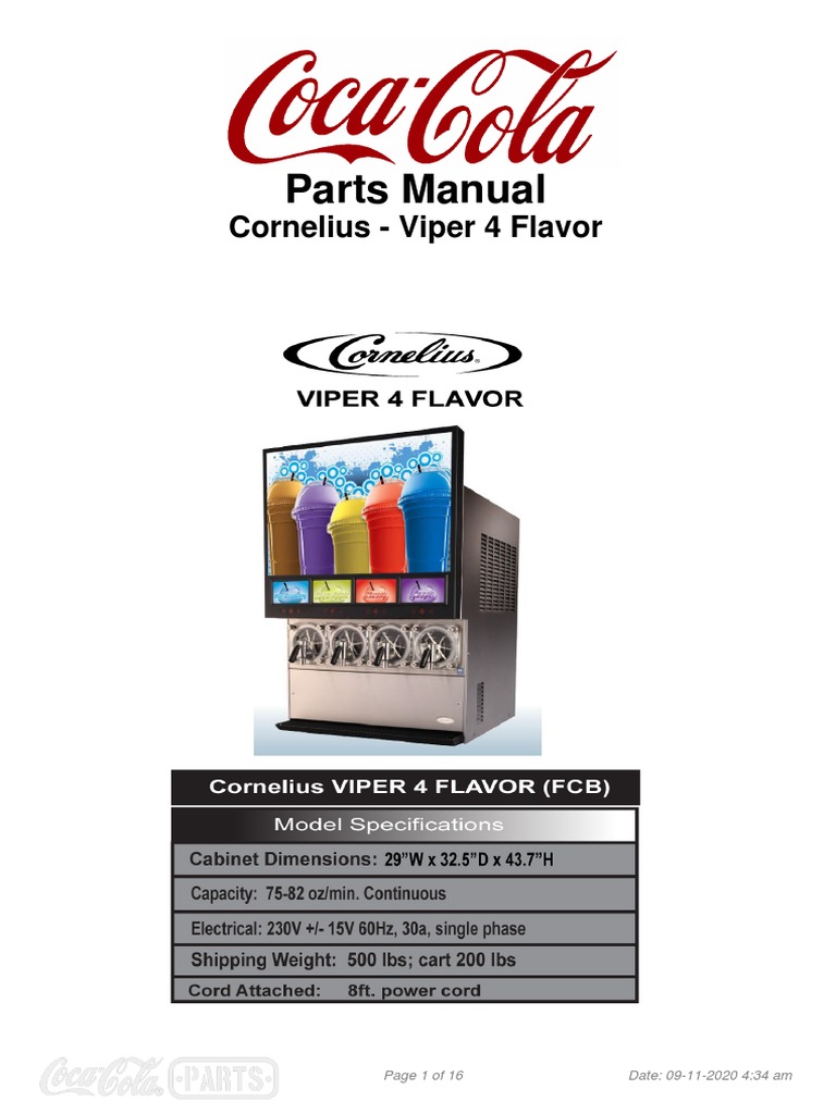 Parts Manual: Cornelius - Viper 4 Flavor | PDF | Valve | Tools