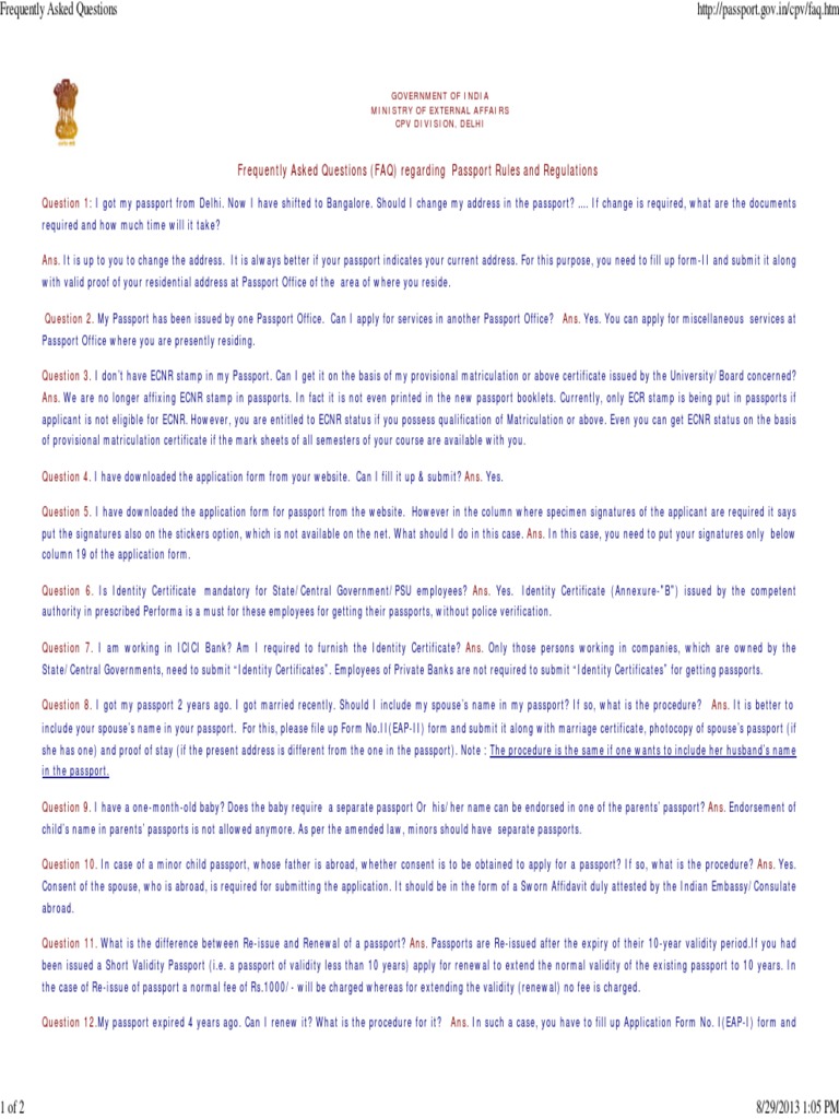 Frequently Asked Questions - Passport | PDF | Passport | Birth Certificate