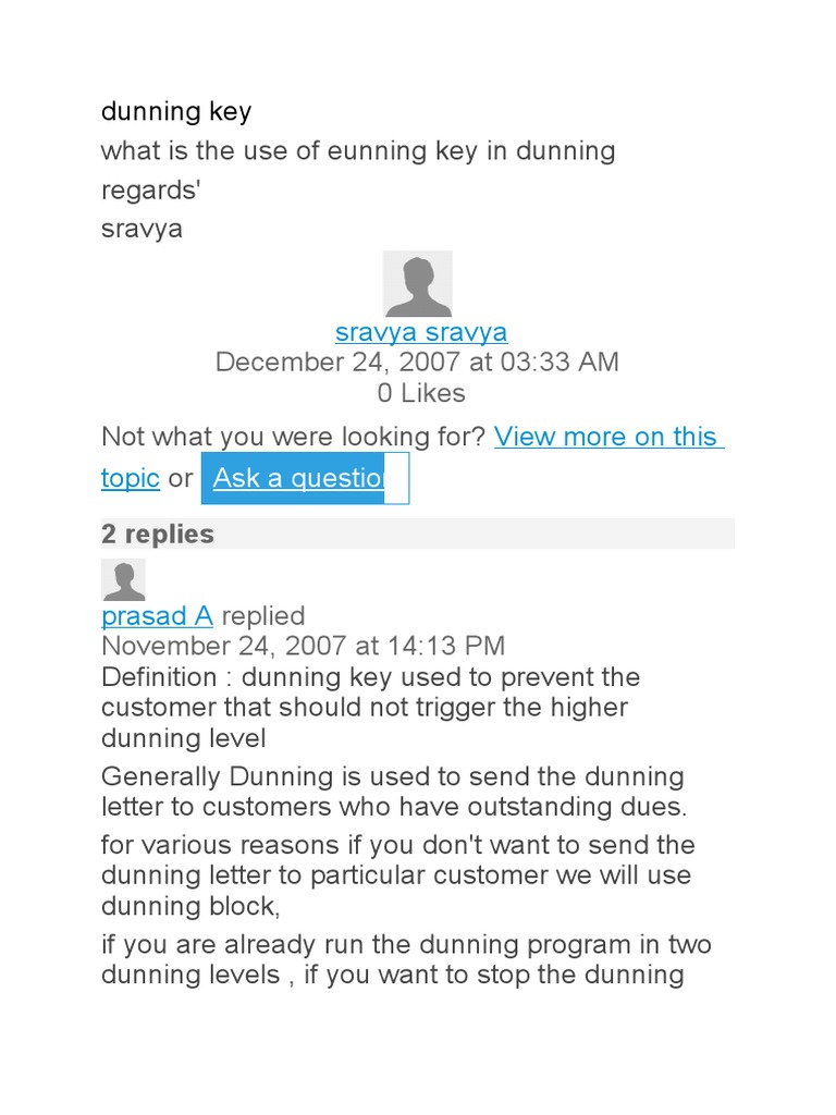 Dunning Key | PDF | Accounts Payable | Invoice