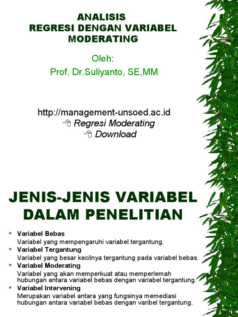 Analisis Regresi Dengan Variabel Moderating | PDF