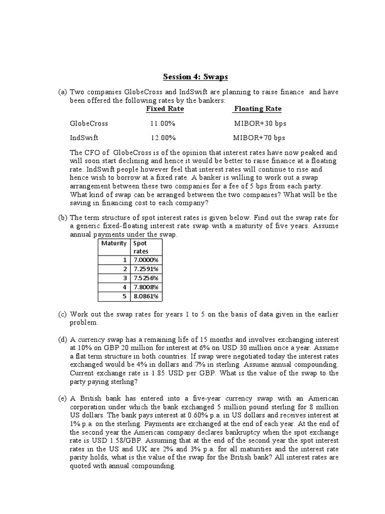 Swaps Problems | PDF | Swap (Finance) | Pound Sterling