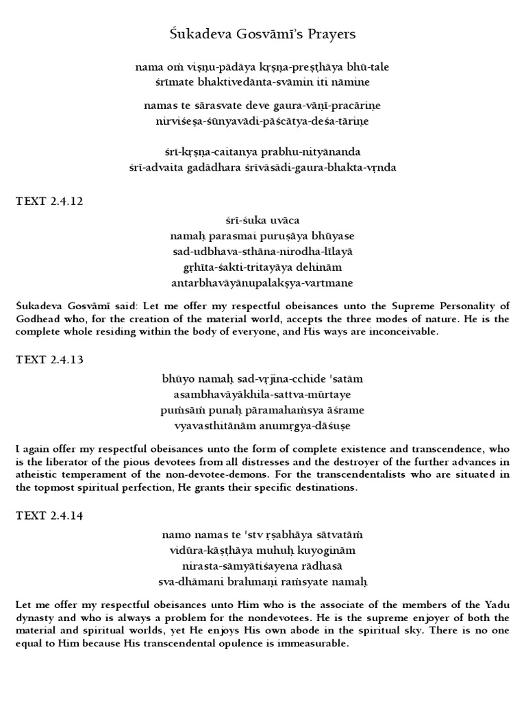 Sukadeva Gosvami Prayers - Eng & Meaning | PDF | Bhagavan | Krishna