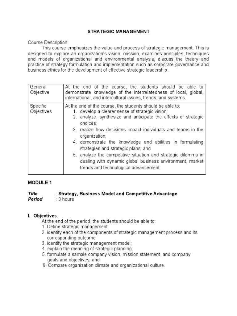 CCSA Strat MGT 1-3 | PDF | Organizational Structure | Strategic Management
